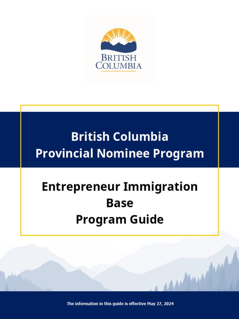 BC PNP Entrepreneur Immigration Program Guide | PDF | Franchising ...