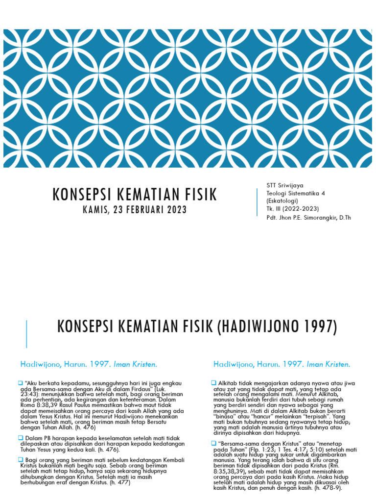 Dr. Jhon P.E. Simorangkir. Konsepsi Kematian Fisik. STT Palembang | PDF