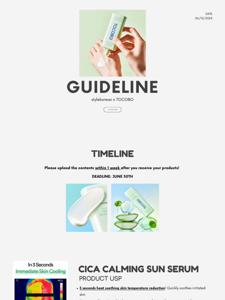 TOCOBO Cica Sun Serum Guide | PDF | Sunscreen