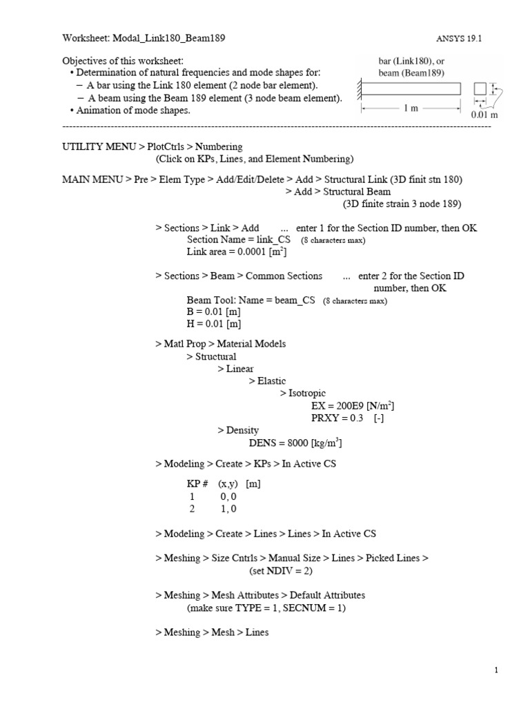 Modal Analysis of Link180 and Beam189 | PDF | Normal Mode | Physical ...