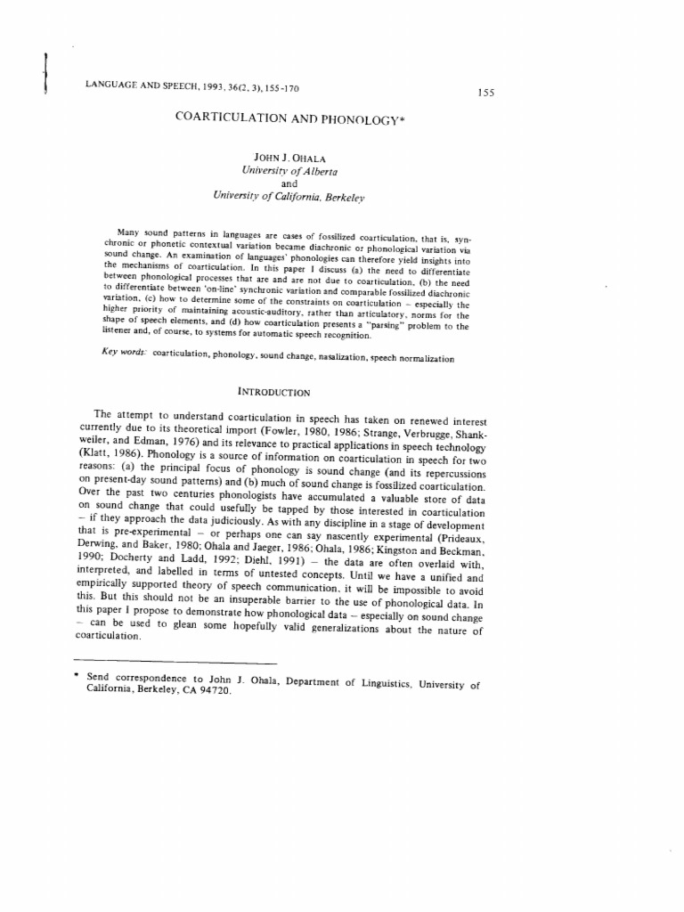 Coarticulation and Phonology | PDF