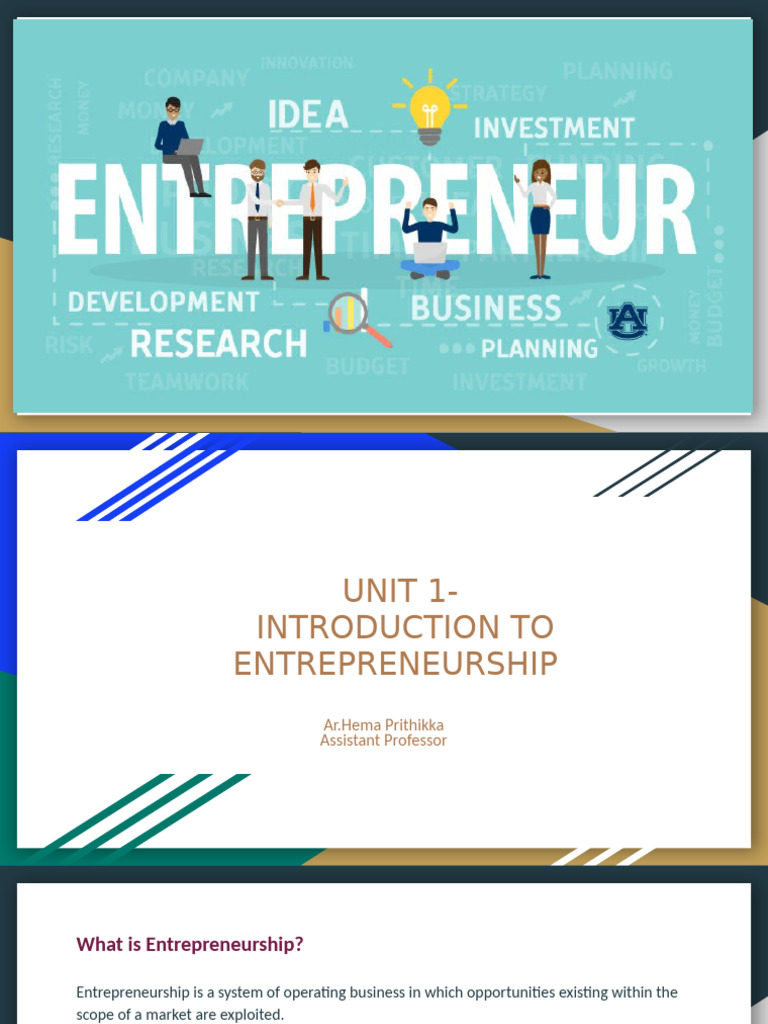 Unit 1 Entrepreneurship | PDF | Entrepreneurship | Market (Economics)