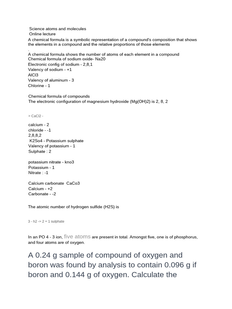 Science Atoms and Molecules | PDF