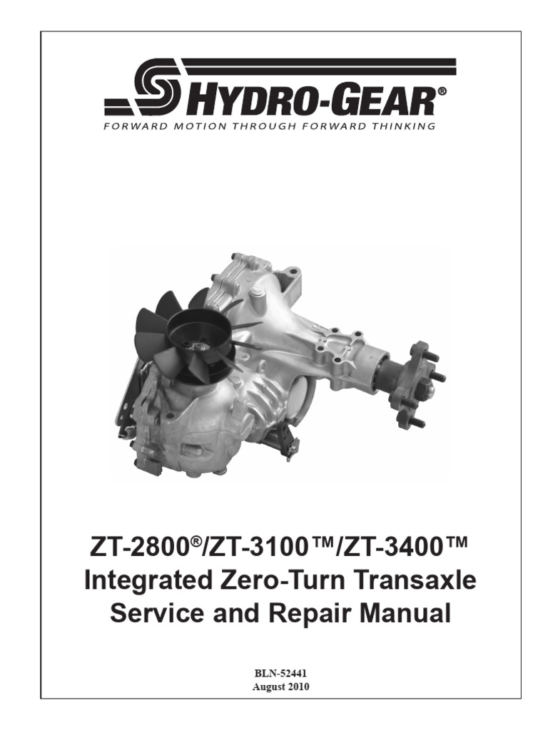 ZT 2800 ZT 3100 ZT 3400 BLN 52441 Hydro Gear Service and Repair Manual ...