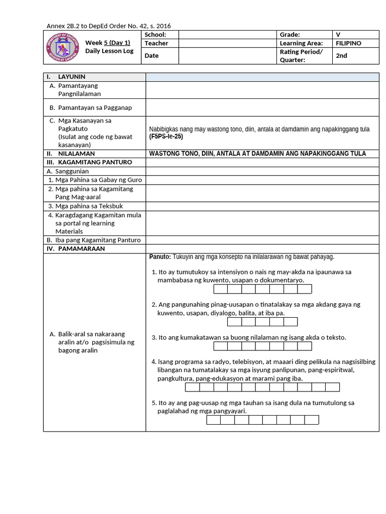 FIL5 - Q2 - Week 5 Day 1 | PDF
