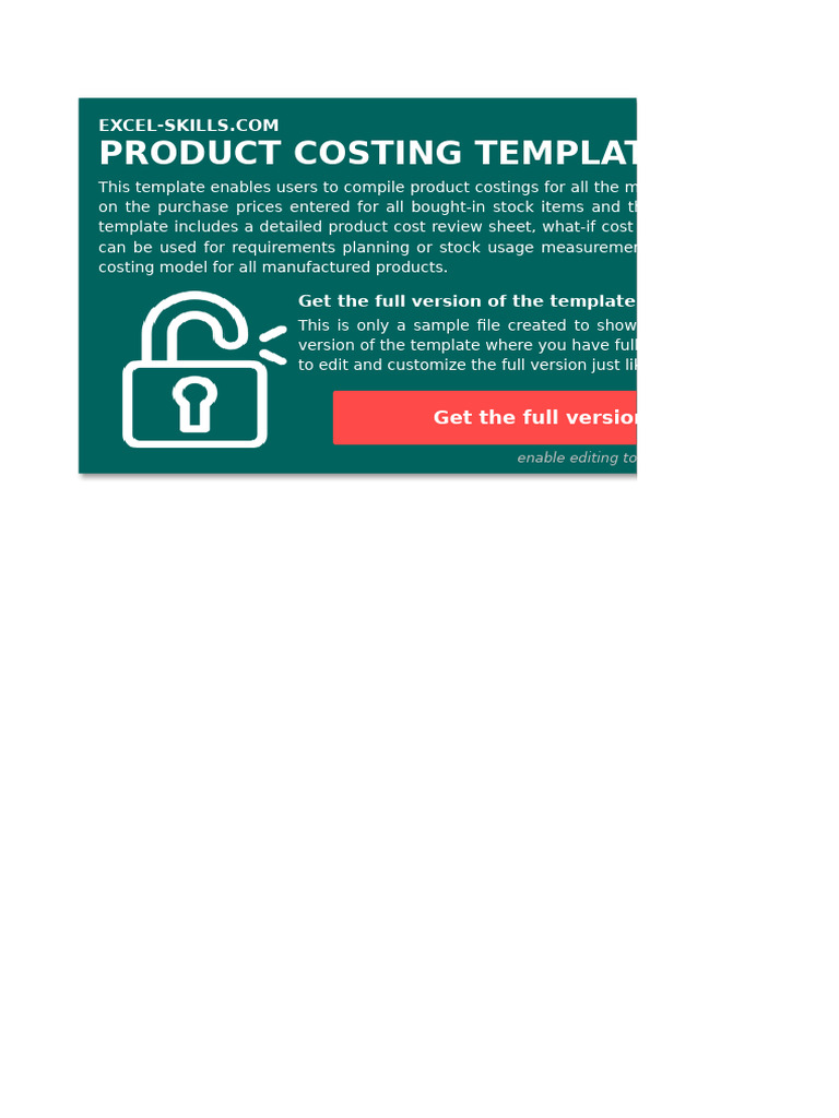 Costing Sample | PDF | Microsoft Excel | Forecasting