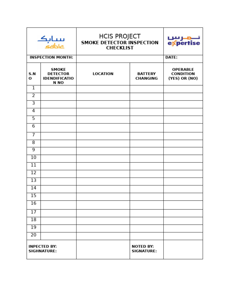 Smoke Detector Inspection Checklist | PDF