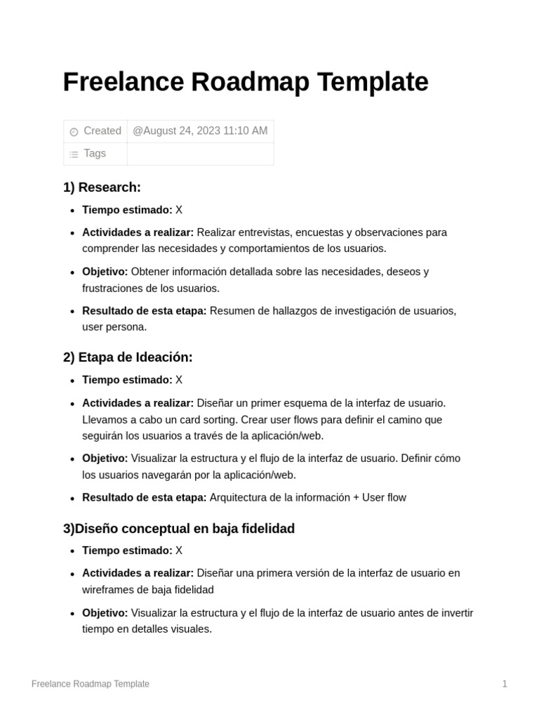 Freelance Roadmap Template | PDF | Ingeniería de Sistemas | Ciencias de la Computación