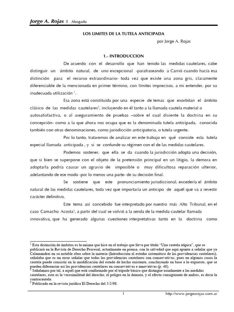 Limites A La Utela Anticipada | PDF | Mandato | Caso de ley