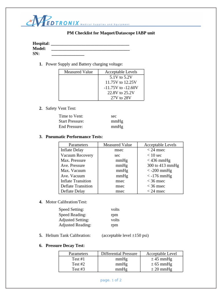 IABP PM Checklist Generic - 6f6e2736 156f 4ae6 9e9a 4580d02dd6f8 | PDF ...