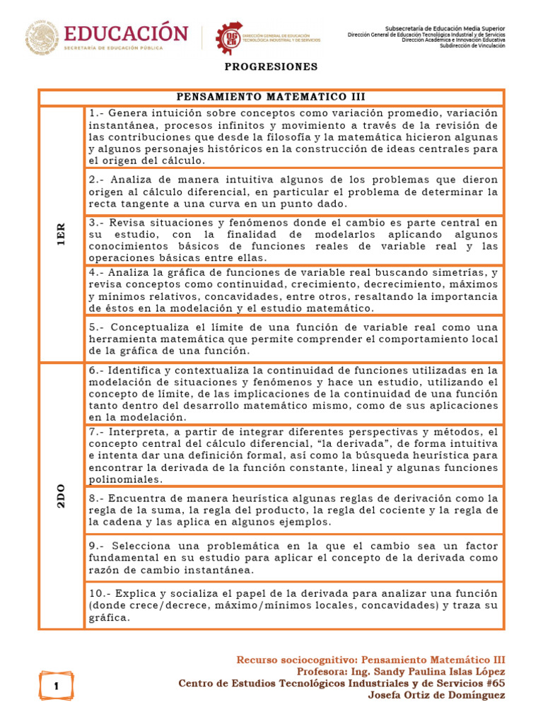3FM - Etiqueta - Progresion | PDF | Derivado | Matemáticas