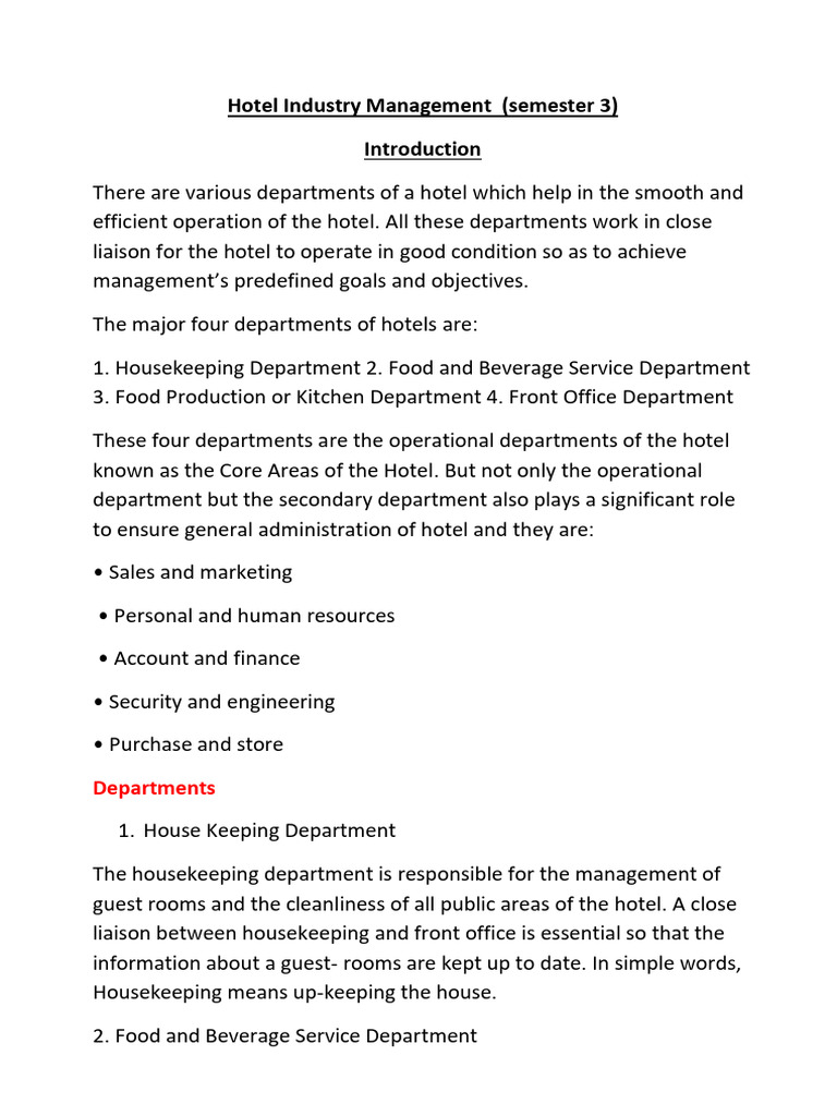 Hotel Industry Management | PDF | Menu | Restaurants