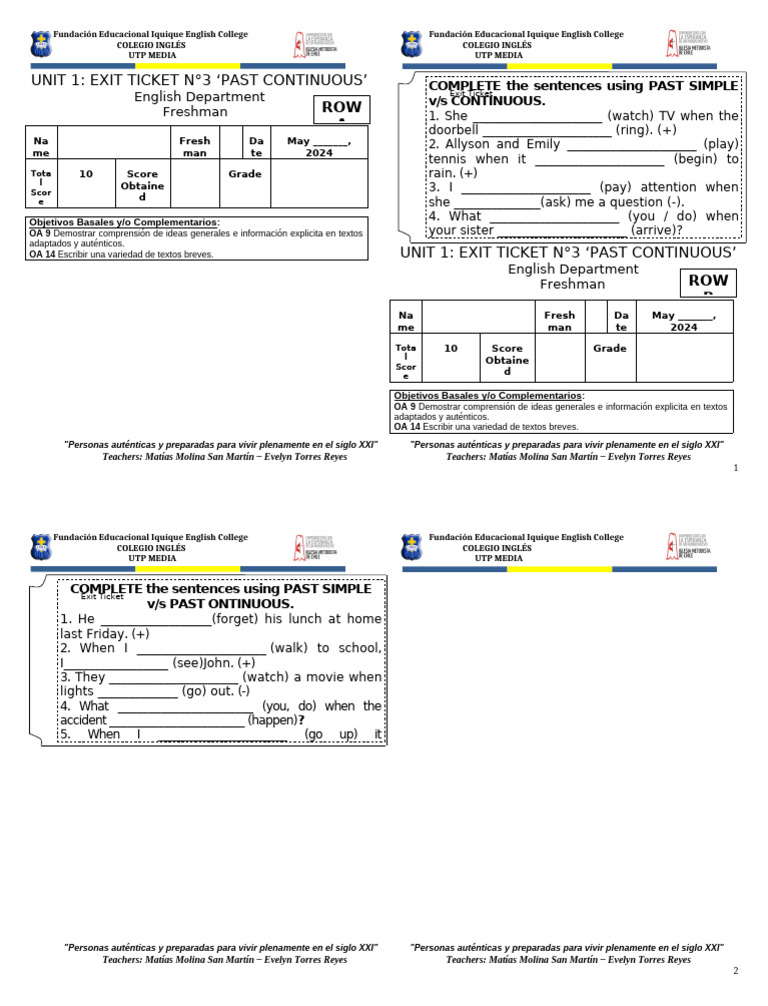 Freshman - Unit 1-Exit Ticket #3 | PDF
