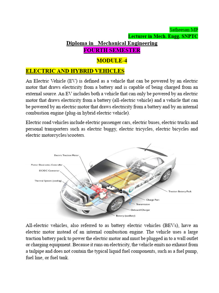 NOTES-MODULE-4 - ELECTRIC and HYBRID VEHICLES - FEB-024 | PDF ...