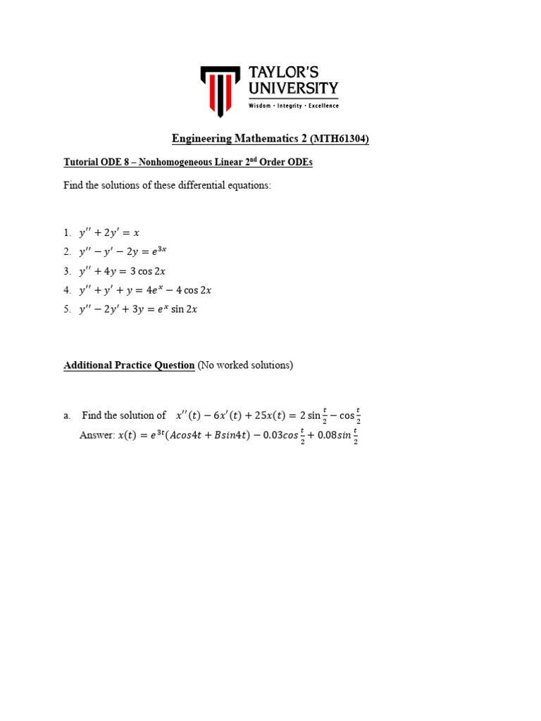 ODE Tutorial 8 | PDF