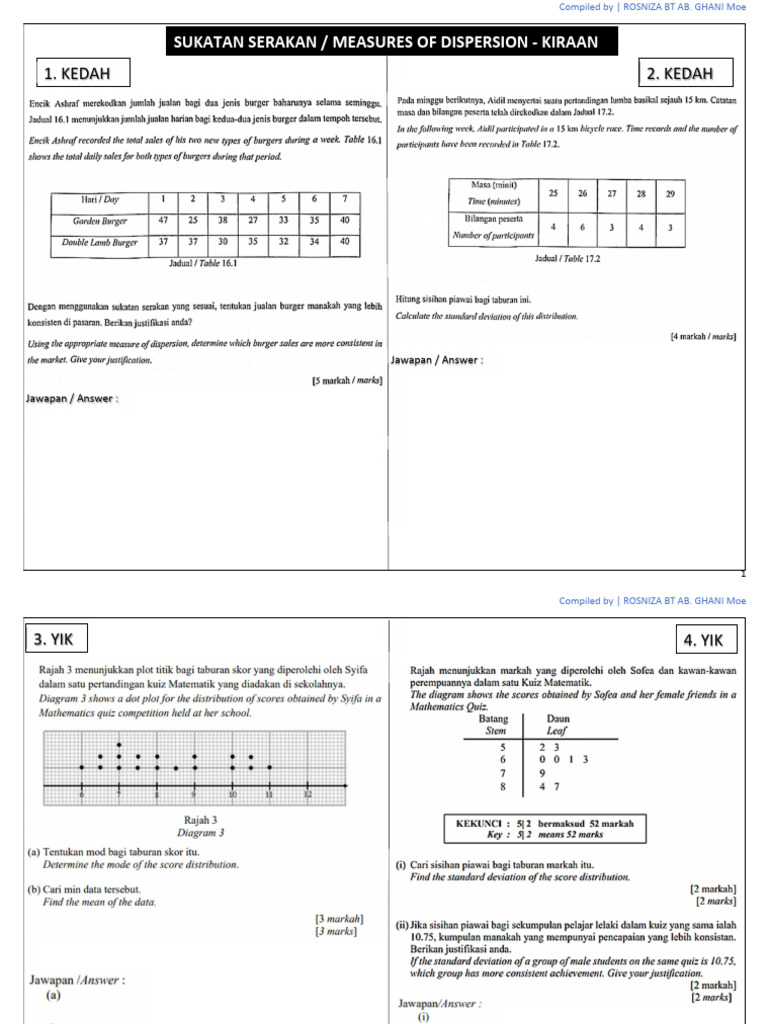 Sukatan Serakan (Measures of Dispersion) - Kiraan 2024 | PDF