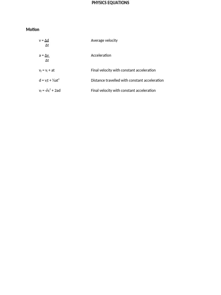 Physics 1 Motion | PDF