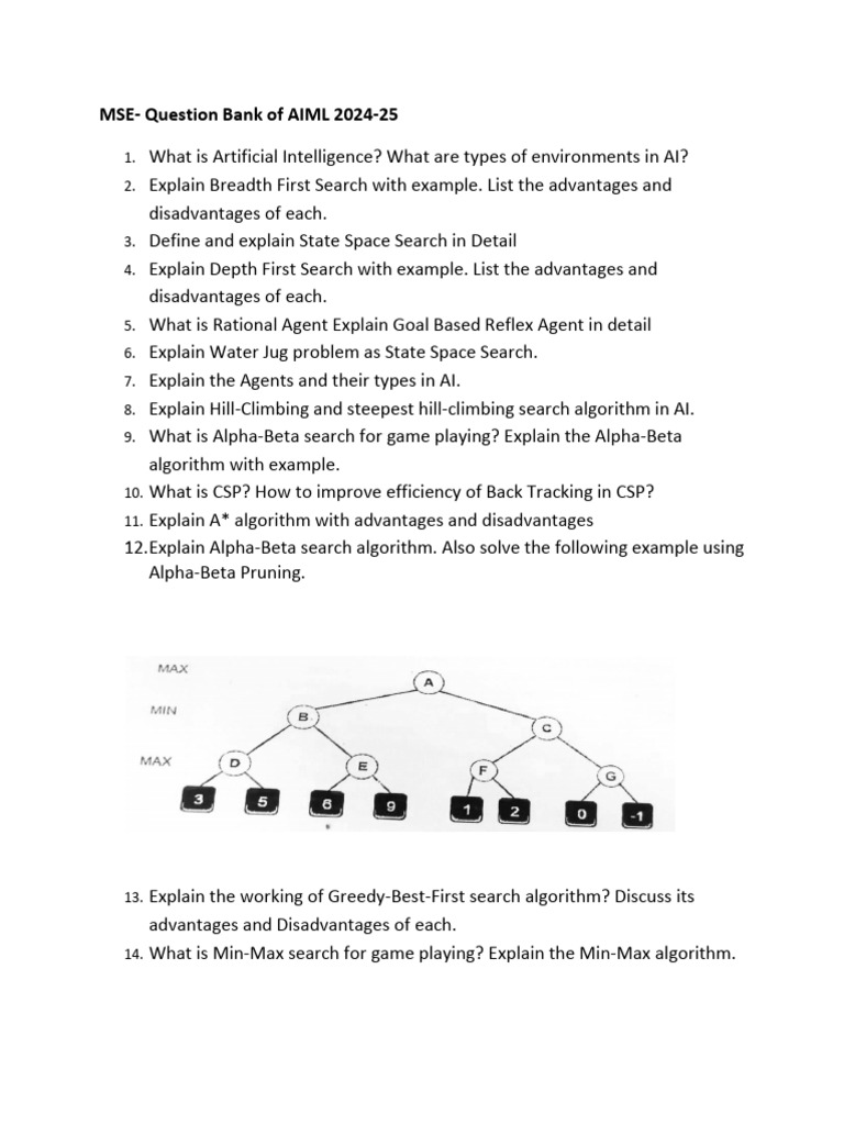 Question Bank of AIML | PDF | Games & Activities | Computers