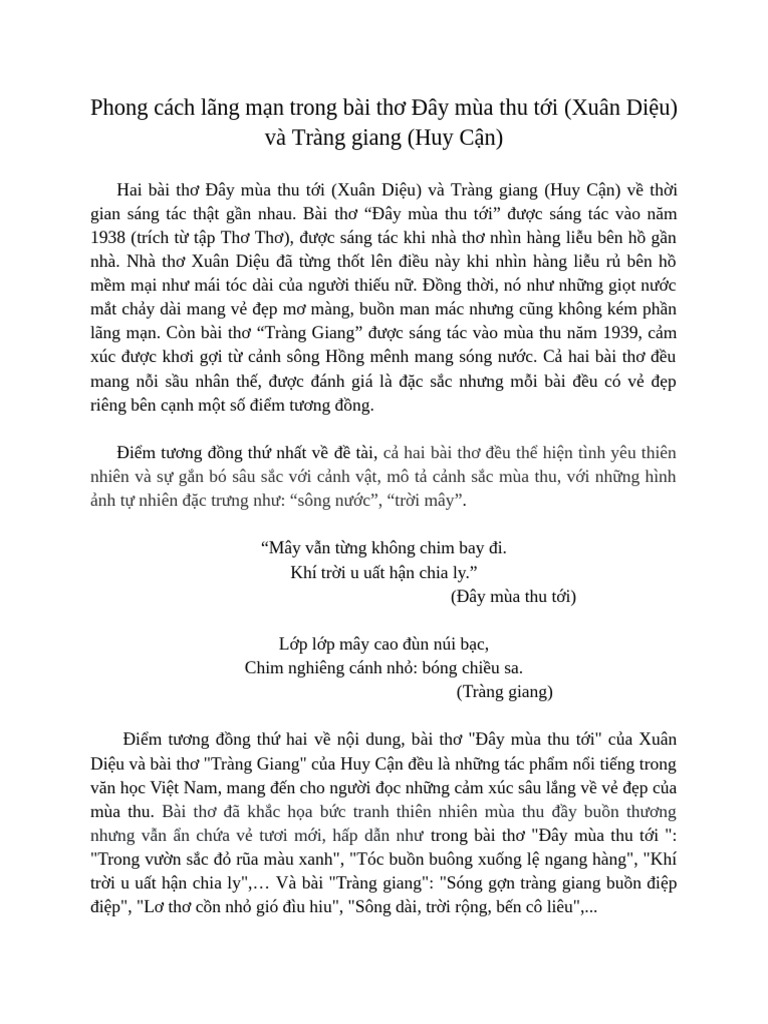Bản Sao Pclm Xuân Diệu Huy Cận.docx Đã Sửa Xong | PDF