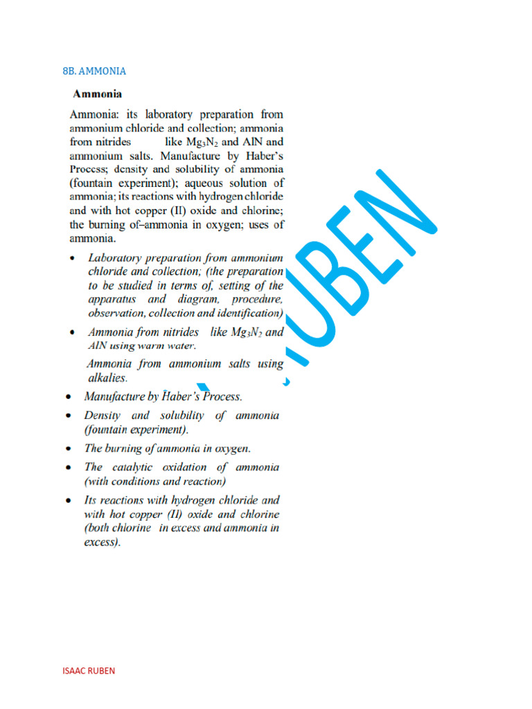 Ammonia: Properties, Uses, and Tests | PDF | Cooking, Food & Wine ...