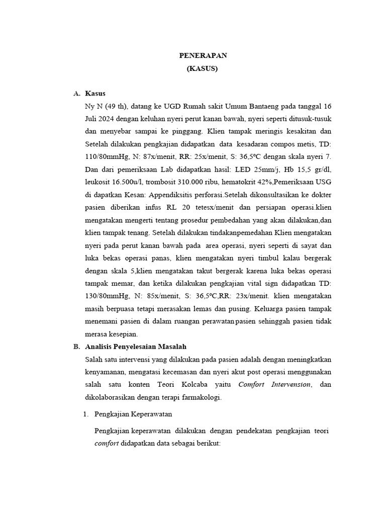 Tugas Kelompok 4 Middle Range Teories (Theori Comport Kolcaba) | PDF | Sains & Matematika