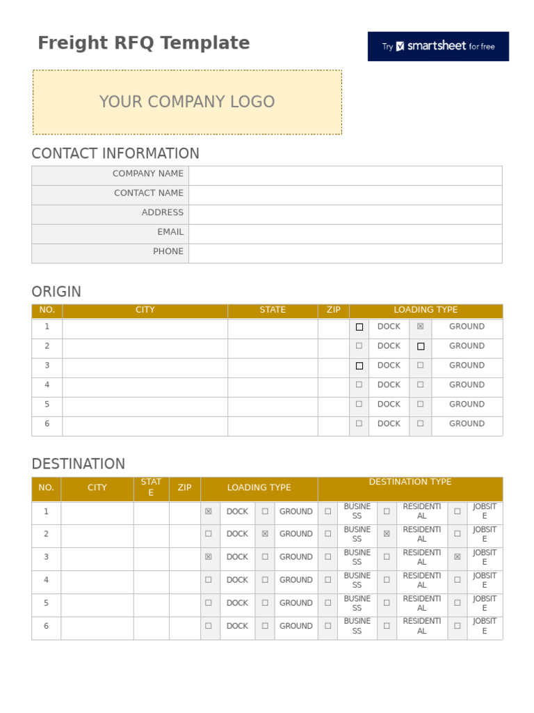 Ic Freight RFQ Template 12139 - Word | PDF | Cargo | Supply Chain ...