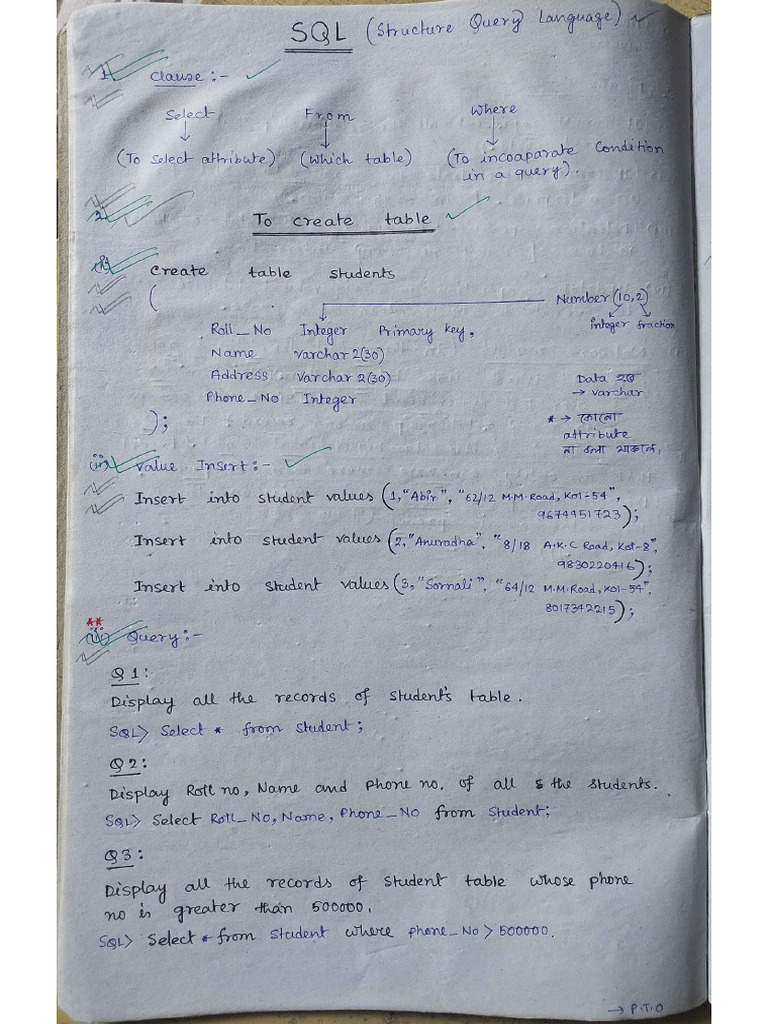 Main & Core Concept Notes (All) of S.Q.L, MyS.Q.L & D.B.M.S (Set - 1+2 ...