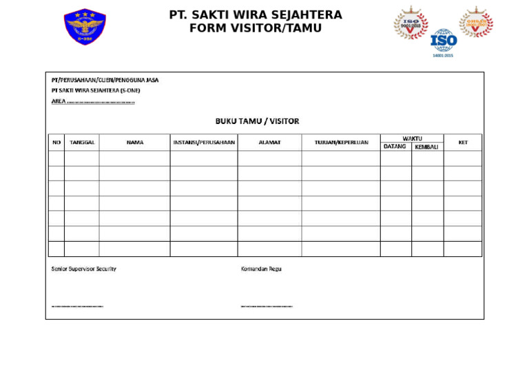 Form Buku Tamu | PDF