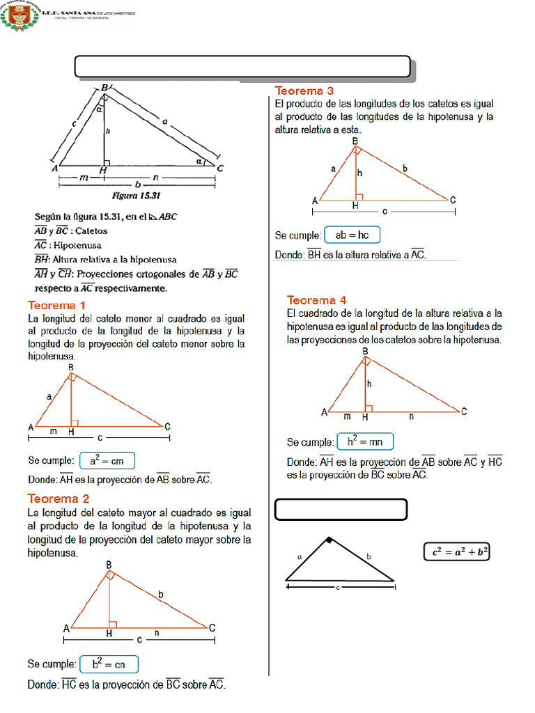 01 Relaciones Metricas en El Triangulo Rectangulo Geometria 4 ...