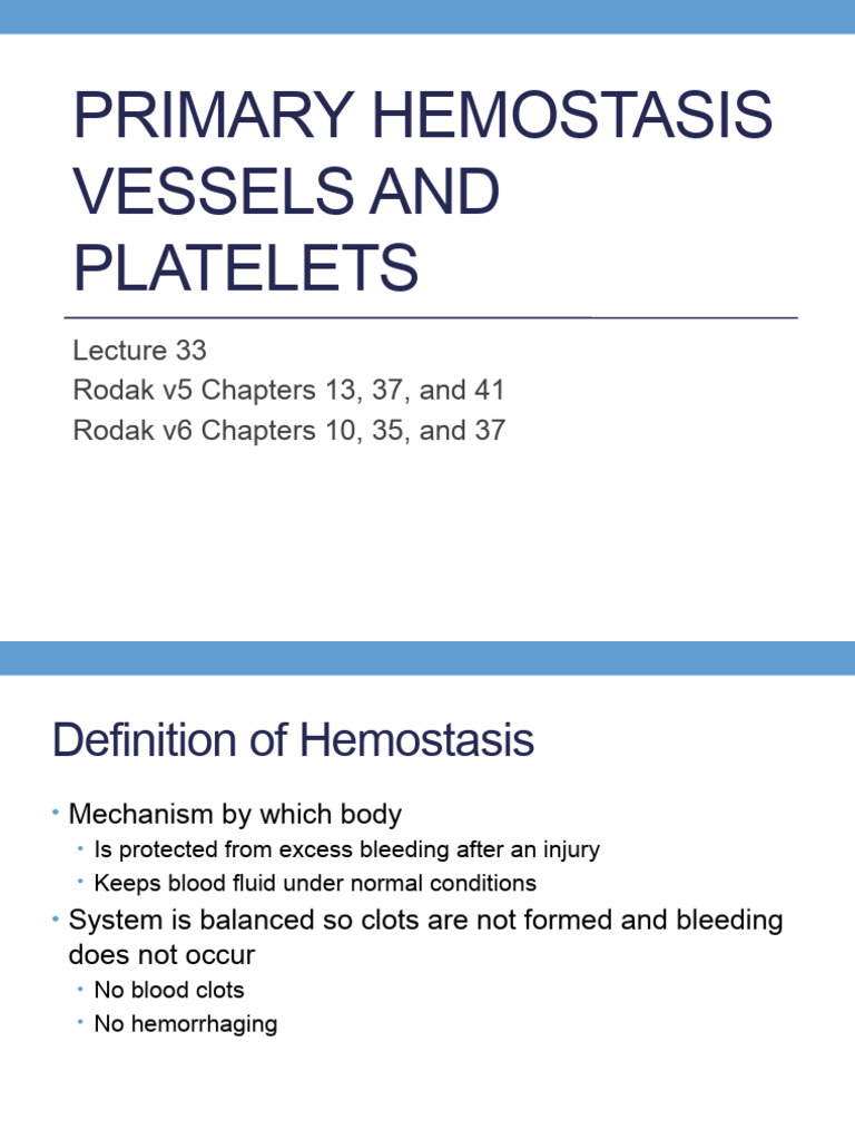 Lecture 33 Hemostasis 2023 Course Upload - Tagged | PDF | Platelet ...