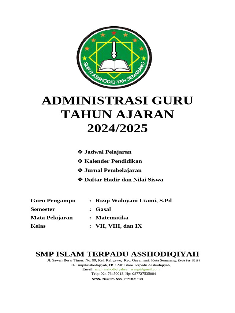 Cover Administrasi Guru | PDF