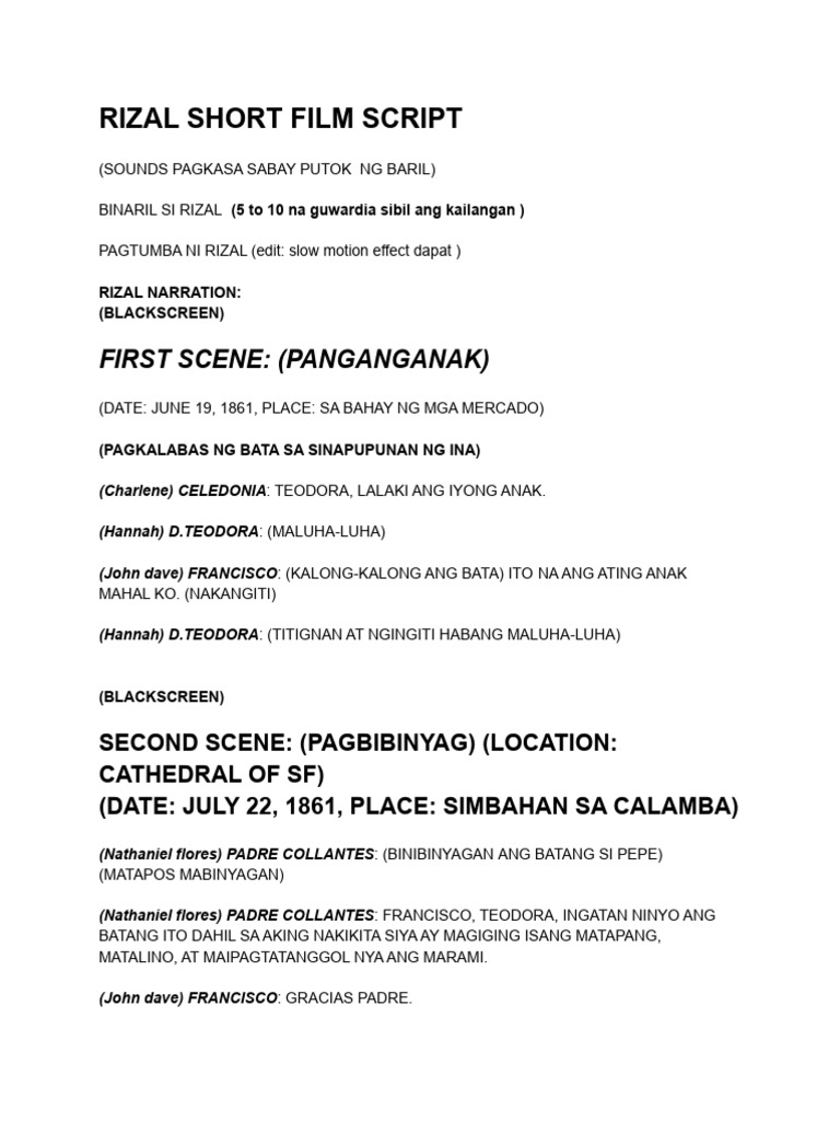 Final Script of Jose Rizal | PDF