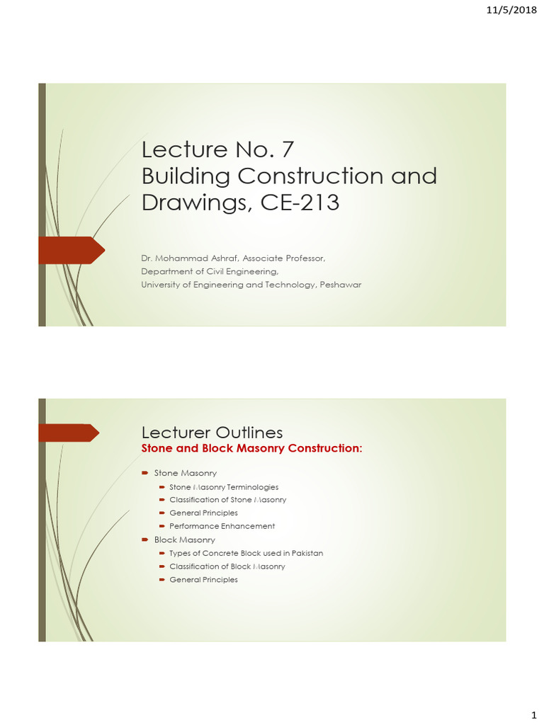 Lecturer No.7, Stone and Block Masonry Constrution | PDF | Masonry ...