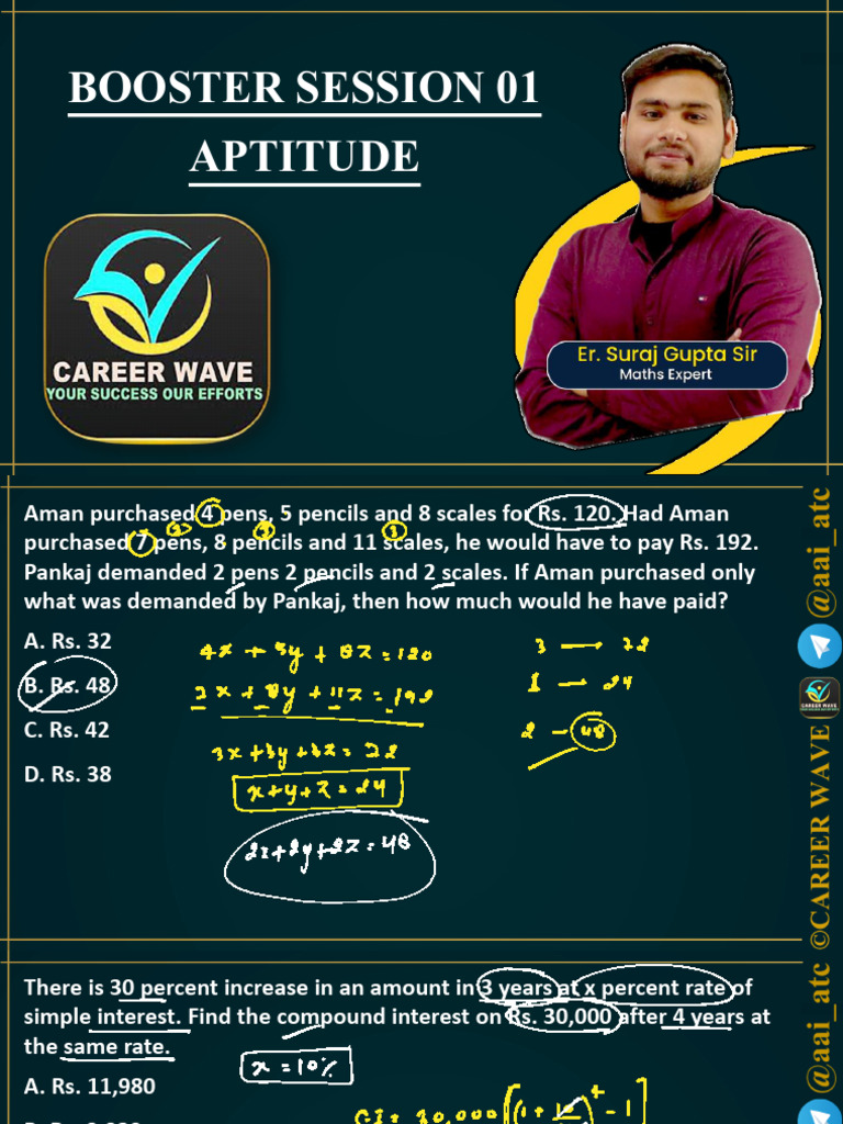 BOOSTER SESSION 01 (Aptitude) | PDF | Litre | Area