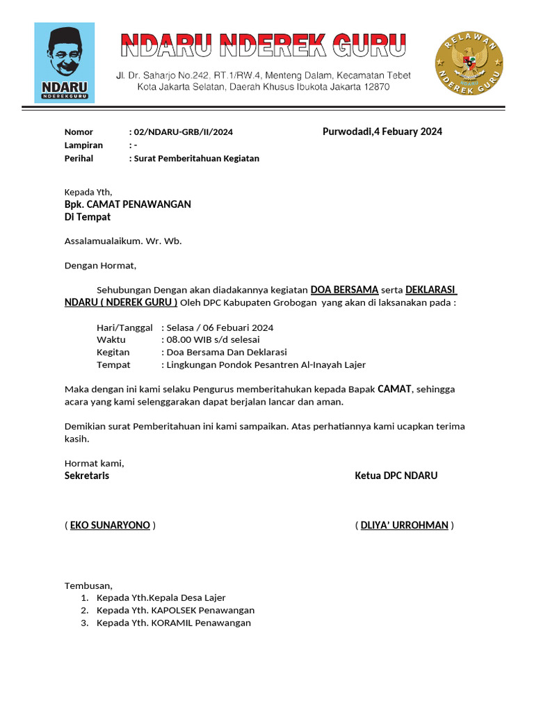 Surat Tembusan Kapolsek Dan Koramil | PDF | Kajian Bahasa Asing | Sains ...