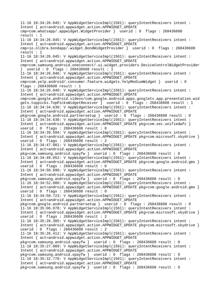 Appwidget History Log0 | PDF