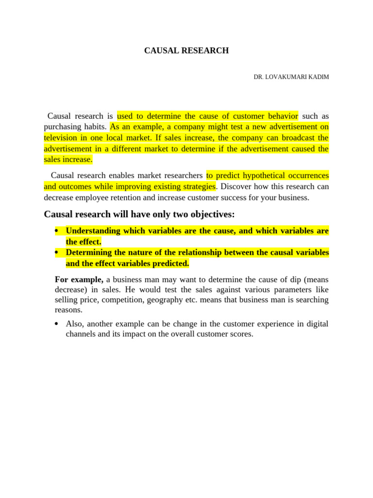 CAUSAL RESEARCH | PDF | Causality | Employee Retention