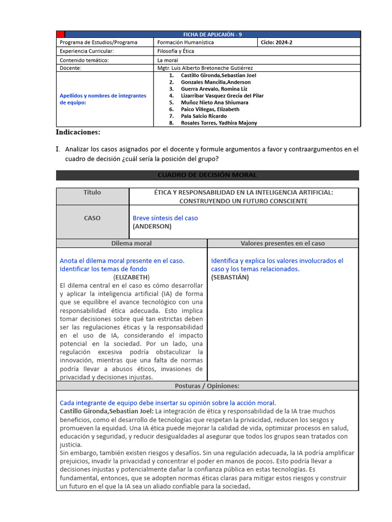 g4 - Ficha de Aplicación - Ses 9 | PDF | Inteligencia artificial | Inteligencia (IA) y semántica