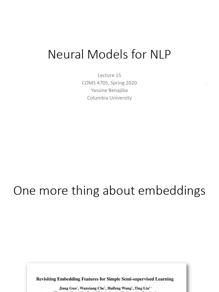 Lecture15 - Neural Models For NLP | PDF | Artificial Neural Network ...
