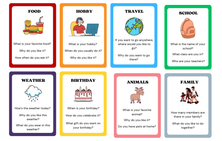 Colorful Conversation Cards | PDF | Self-Improvement