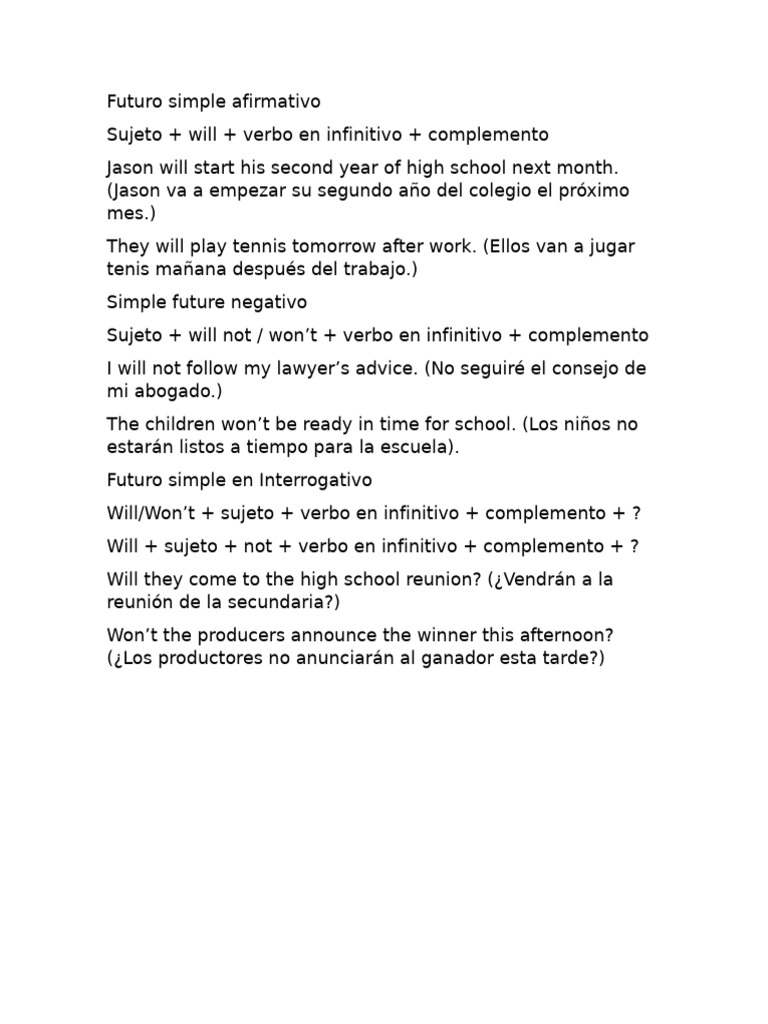 Estructura Del Future Simple | PDF