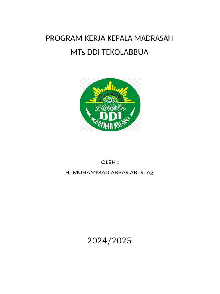 Program Kerja Kepala Madrasah MTS Ddi Tekolabbua | PDF