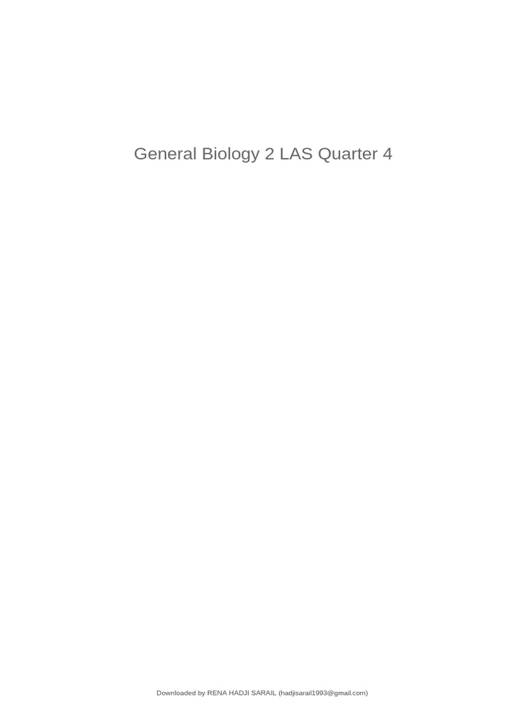 General Biology 2 Las Quarter 4 | PDF | Reproduction | Plant Nutrition