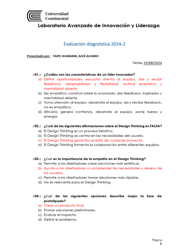 Evaluación de Entrada-Taipe Huamani Alex Alvaro | PDF | El pensamiento de diseño | Business