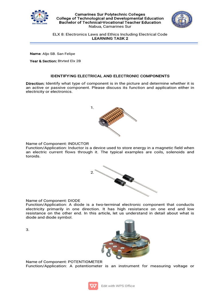 2.1 Identifying Active and Passive Components | PDF | Infrared | Fuse ...