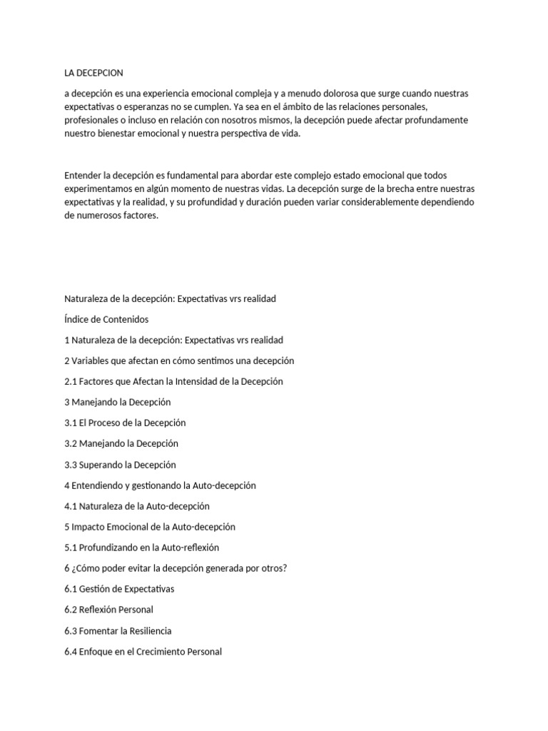 Entendiendo la Decepción Emocional | PDF | Las emociones | Aprendizaje