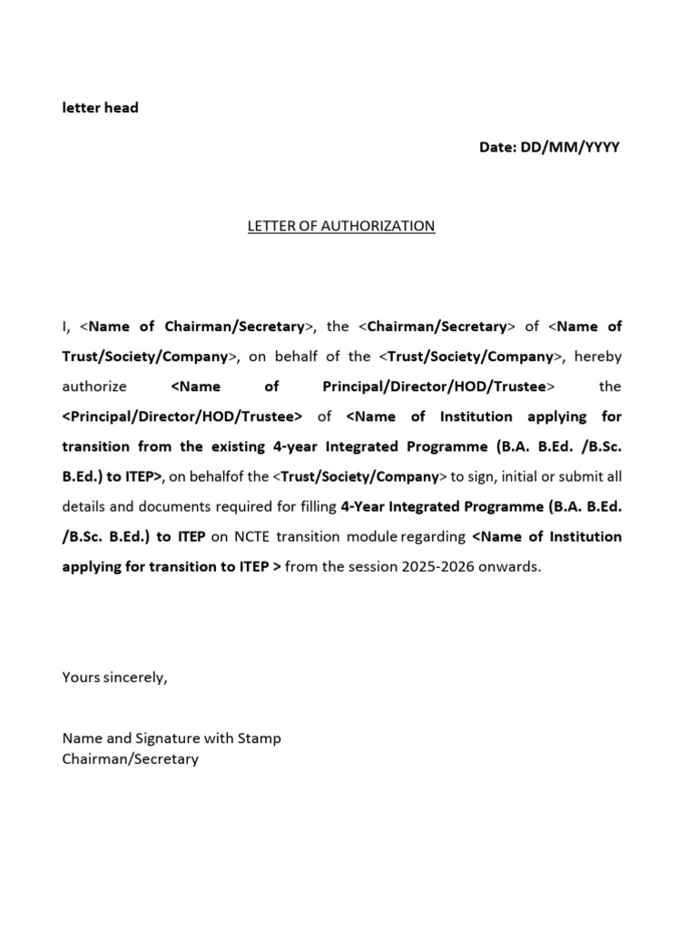Letter of Authorization | PDF