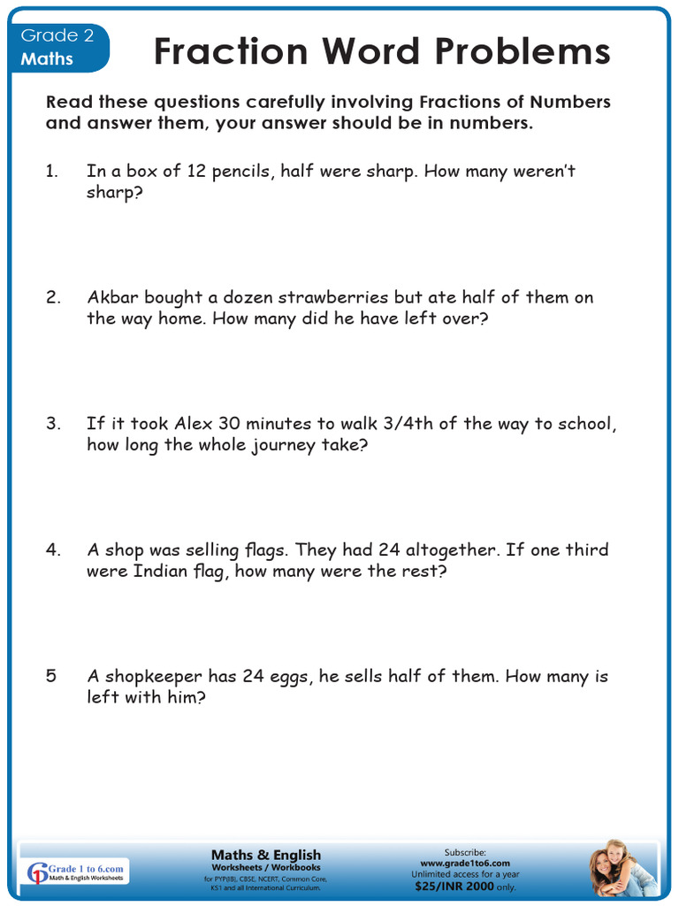 Fraction Word Problems | PDF