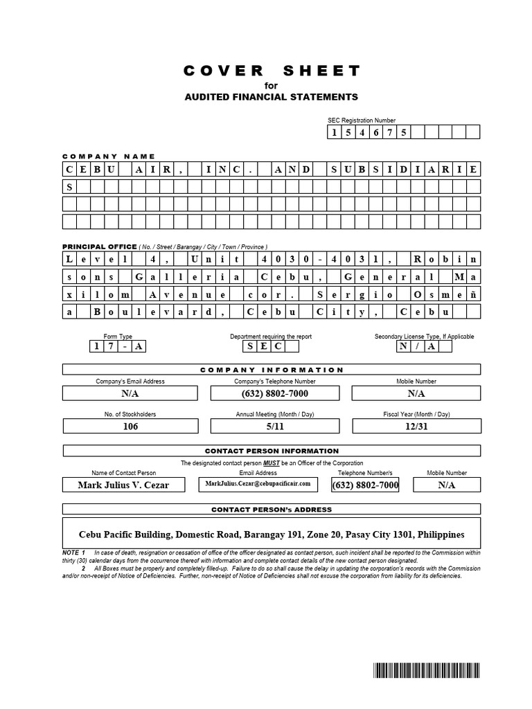 CEB SEC Form 17A, Conso FS and Sustainability Report - December 31 ...
