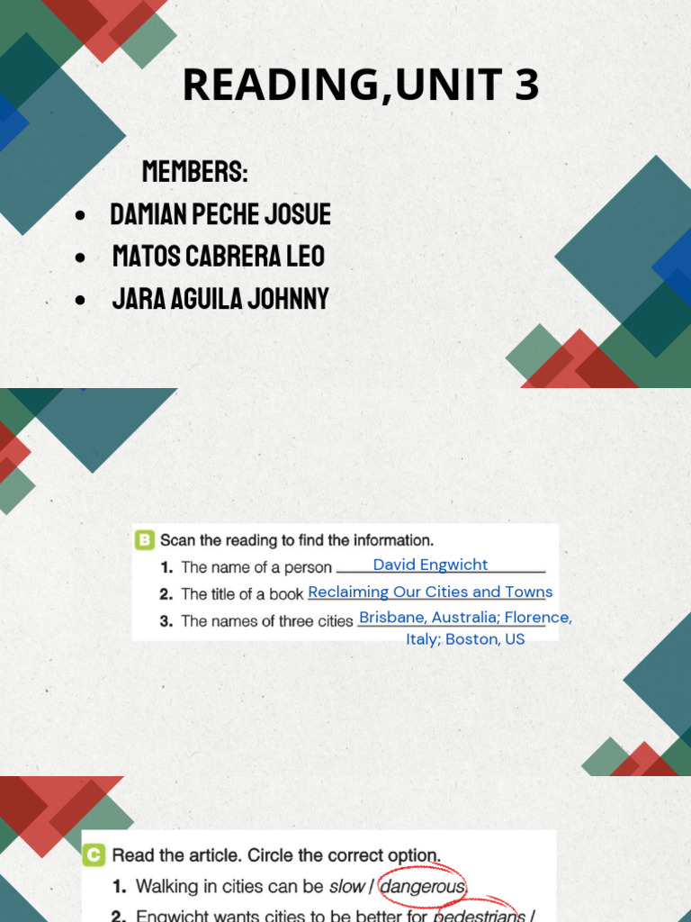 Reading, Unit 3 | PDF